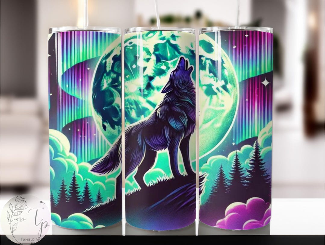 Vibrant Wolf Tumbler 20oz PNG Sublimation Wrap ,tumbler Wraps Designs ...