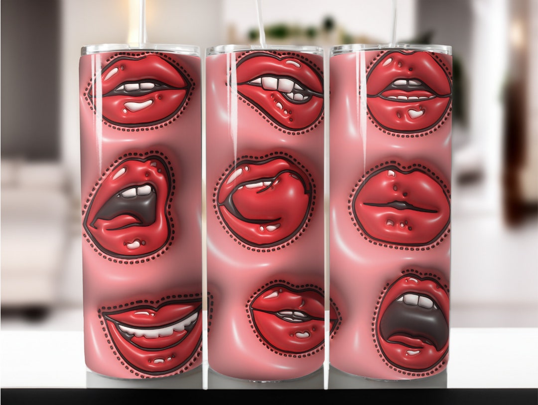 3D Inflated Lips Tumbler 20oz PNG Sublimation Wrap ,tumbler Wraps ...