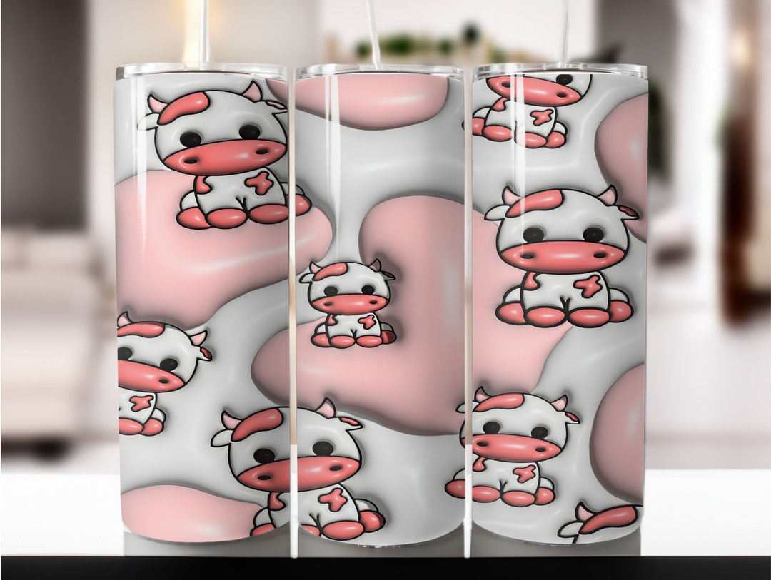 Envoltura de sublimación PNG de vaca linda 3D inflada flaca de 20 oz ...