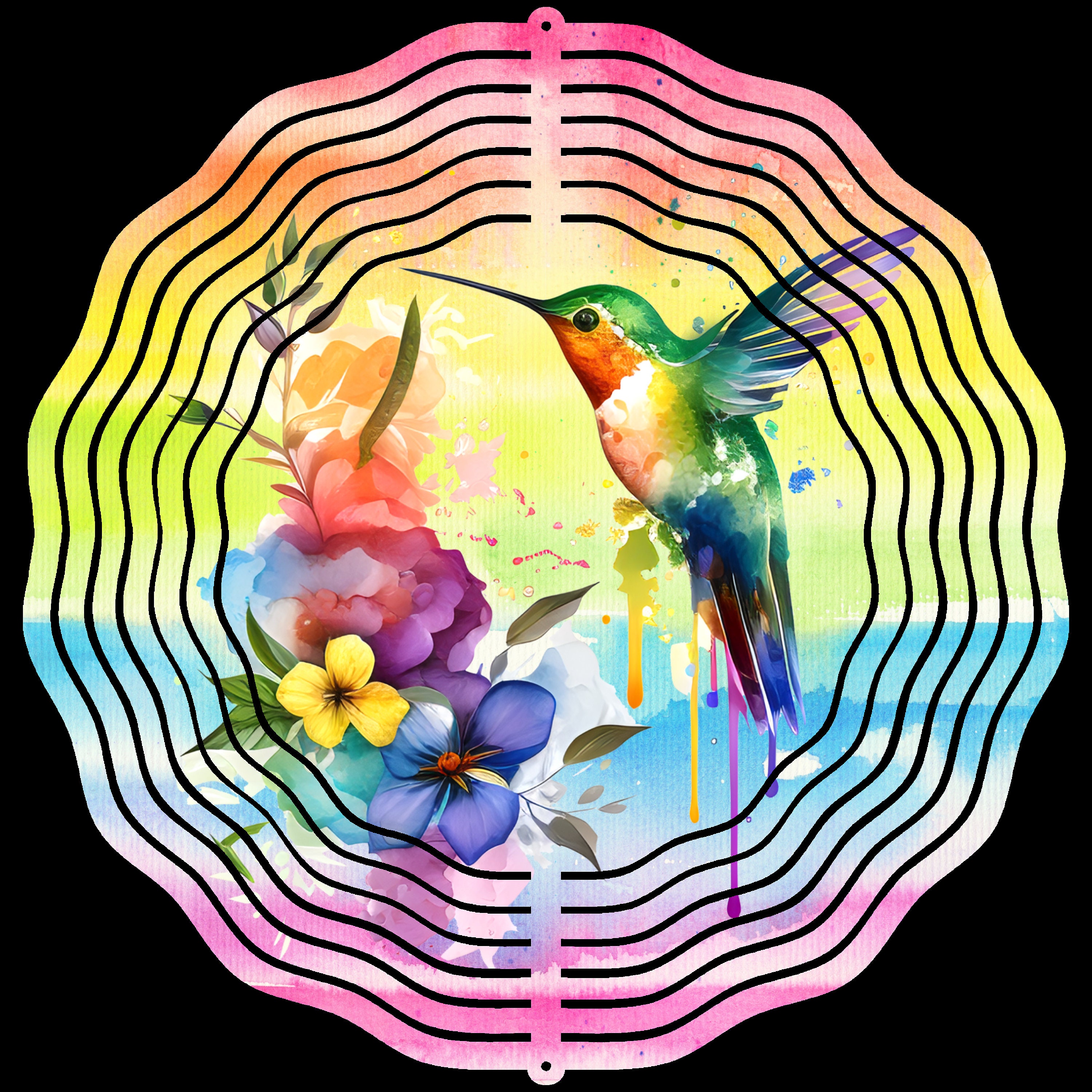 3 Hummingbird Wind Spinner Sublimation Design Template, 10" Round ...