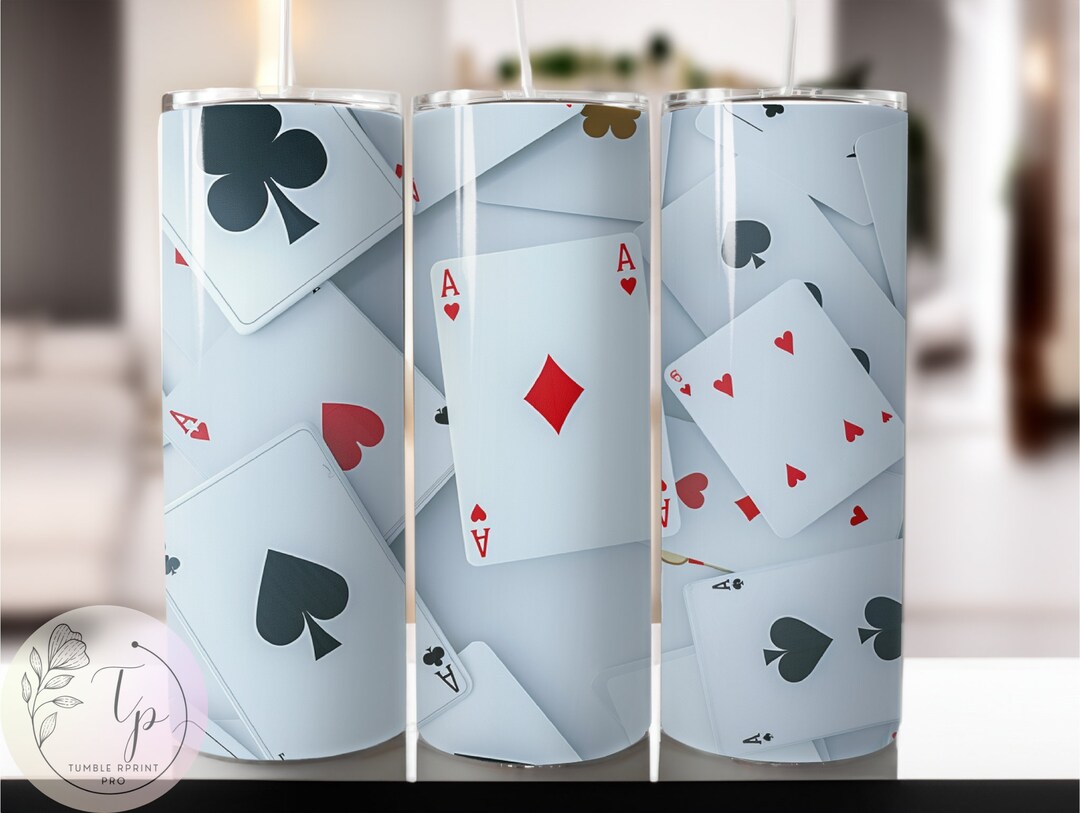 3D Playing Cards 20oz Skinny Tumbler Sublimation Wrap ,tumbler Wraps ...