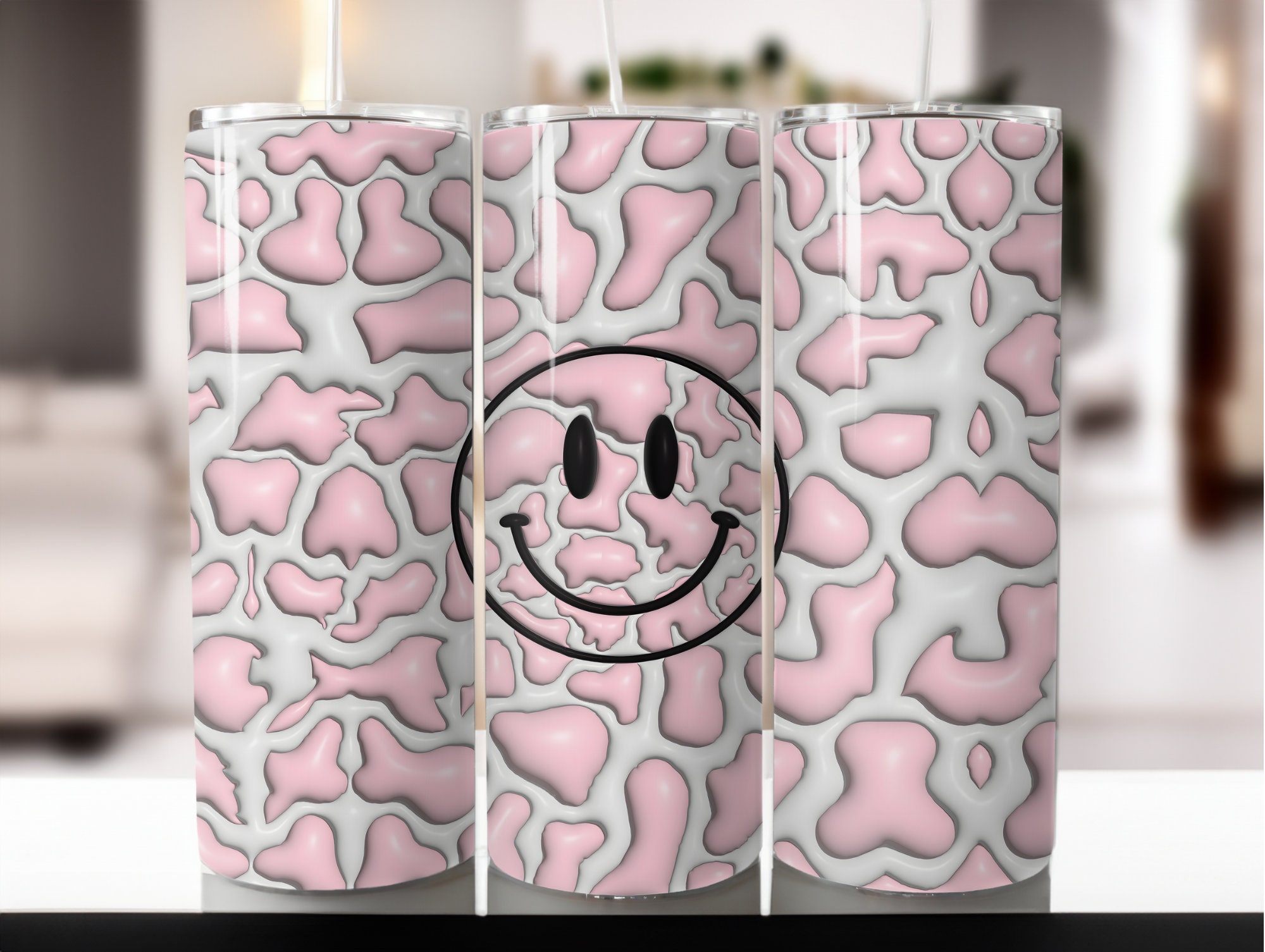 3D Inflated Happy Face Tumbler 20oz PNG Sublimation Wrap ,tumbler Wraps ...