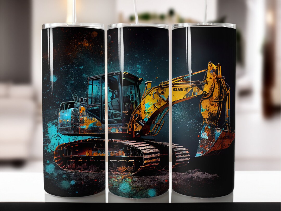 Alcohol Ink Excavator Construction 20oz PNG Sublimation Wrap ,tumbler ...
