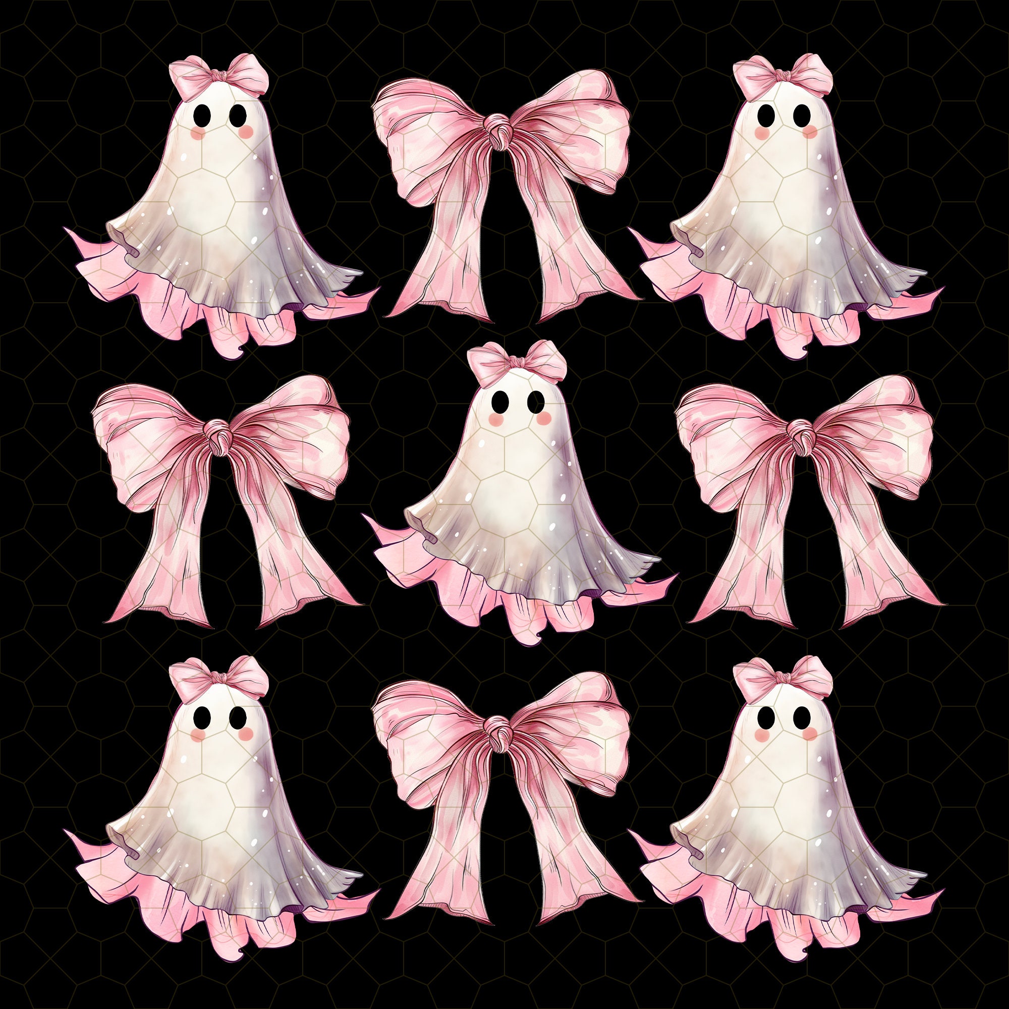 Coquette Bow Spooky Halloween Png, Coquette Pink Bow Ghost Png, Cute ...
