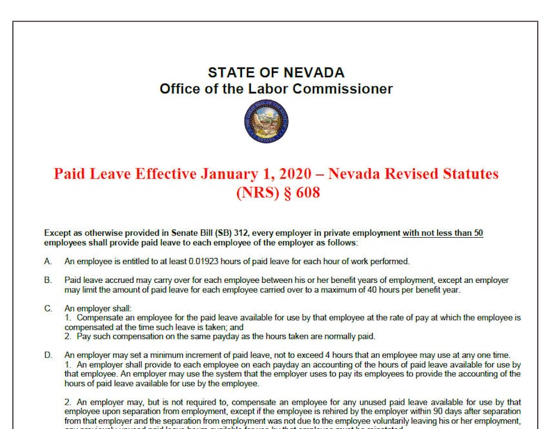 NV State Paid Leave Poster - Etsy