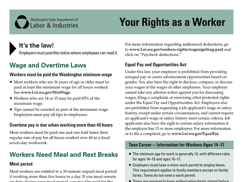 WA State Labor Rights Poster - Etsy