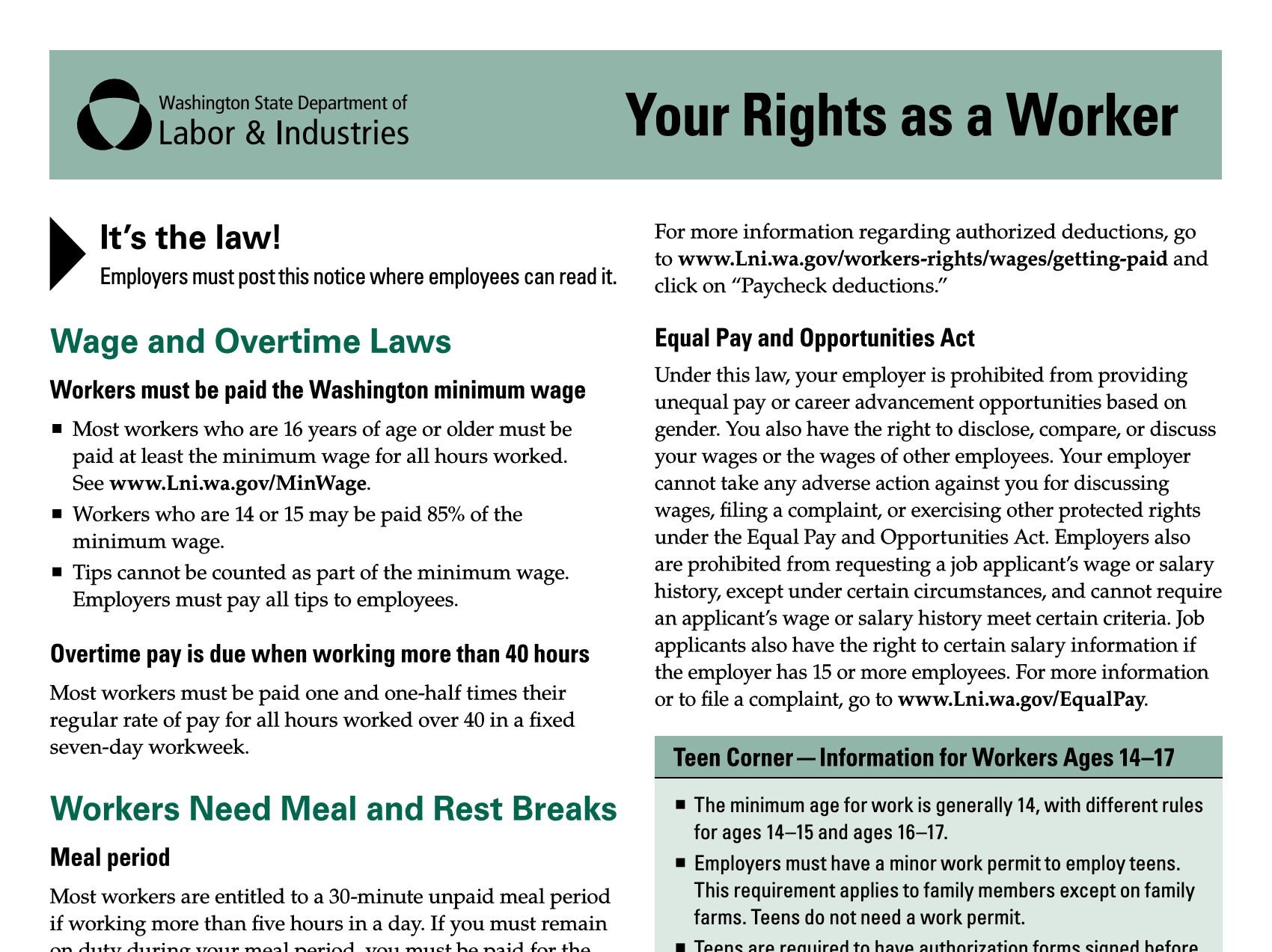 WA State Labor Rights Poster - Etsy