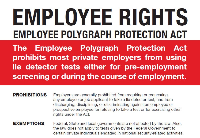 Employee Rights Employee Polygraph Protection Act Poster - Etsy