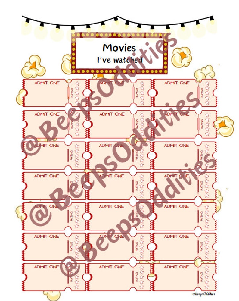 Printable Digital Movie Log Tracker - Etsy
