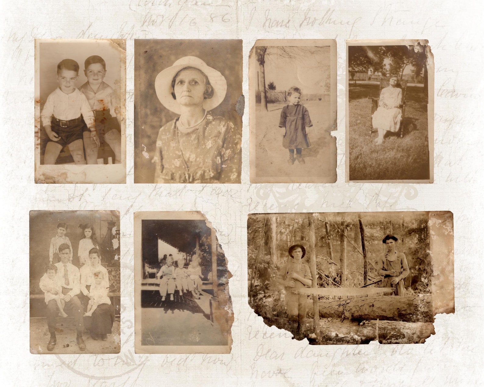 Distressed Vintage Photos JPG, PNG and PDF Collage Sheets 1910s Digital ...