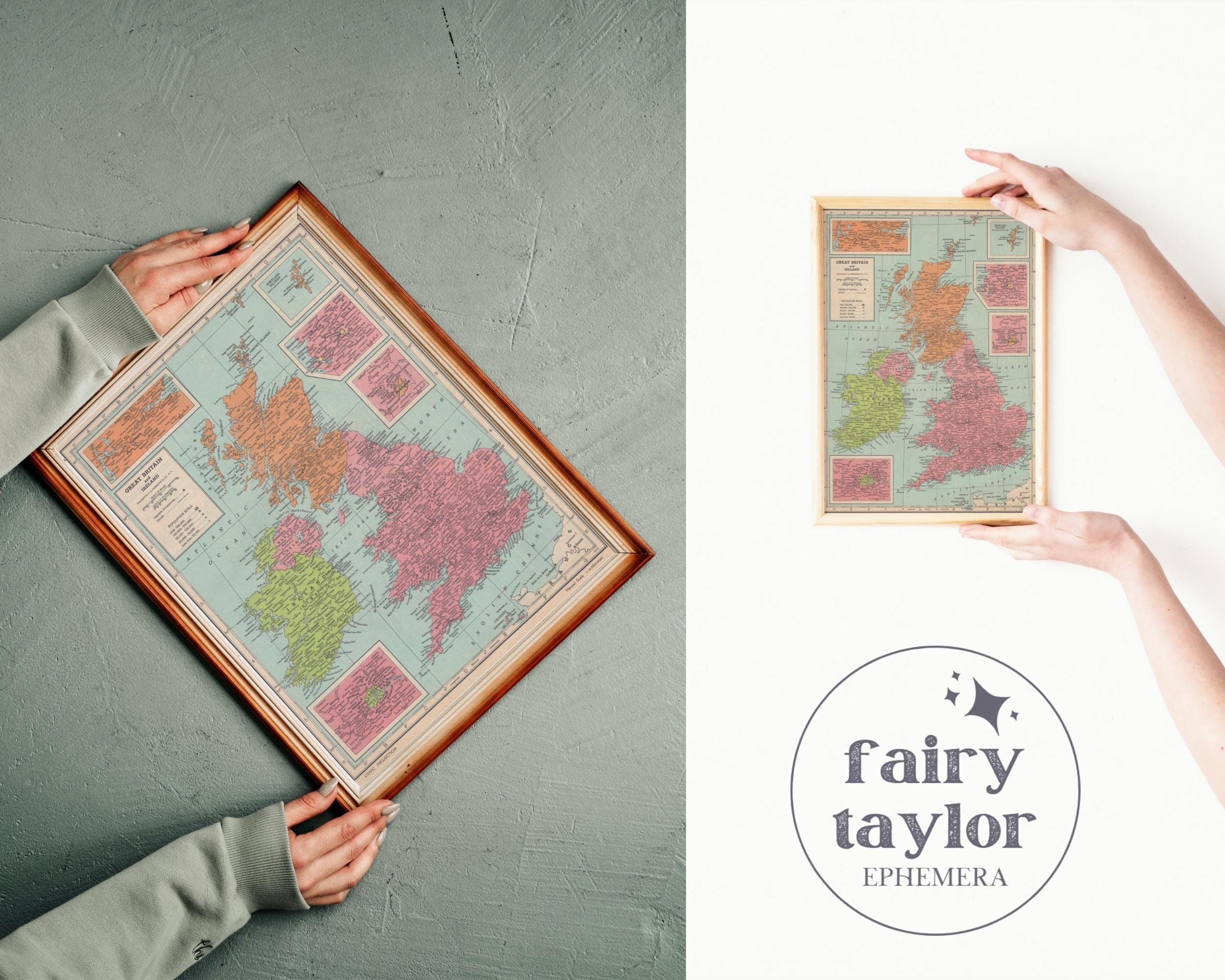 Great Britain & Ireland Vintage Printable Map 1940s Atlas, Instant ...