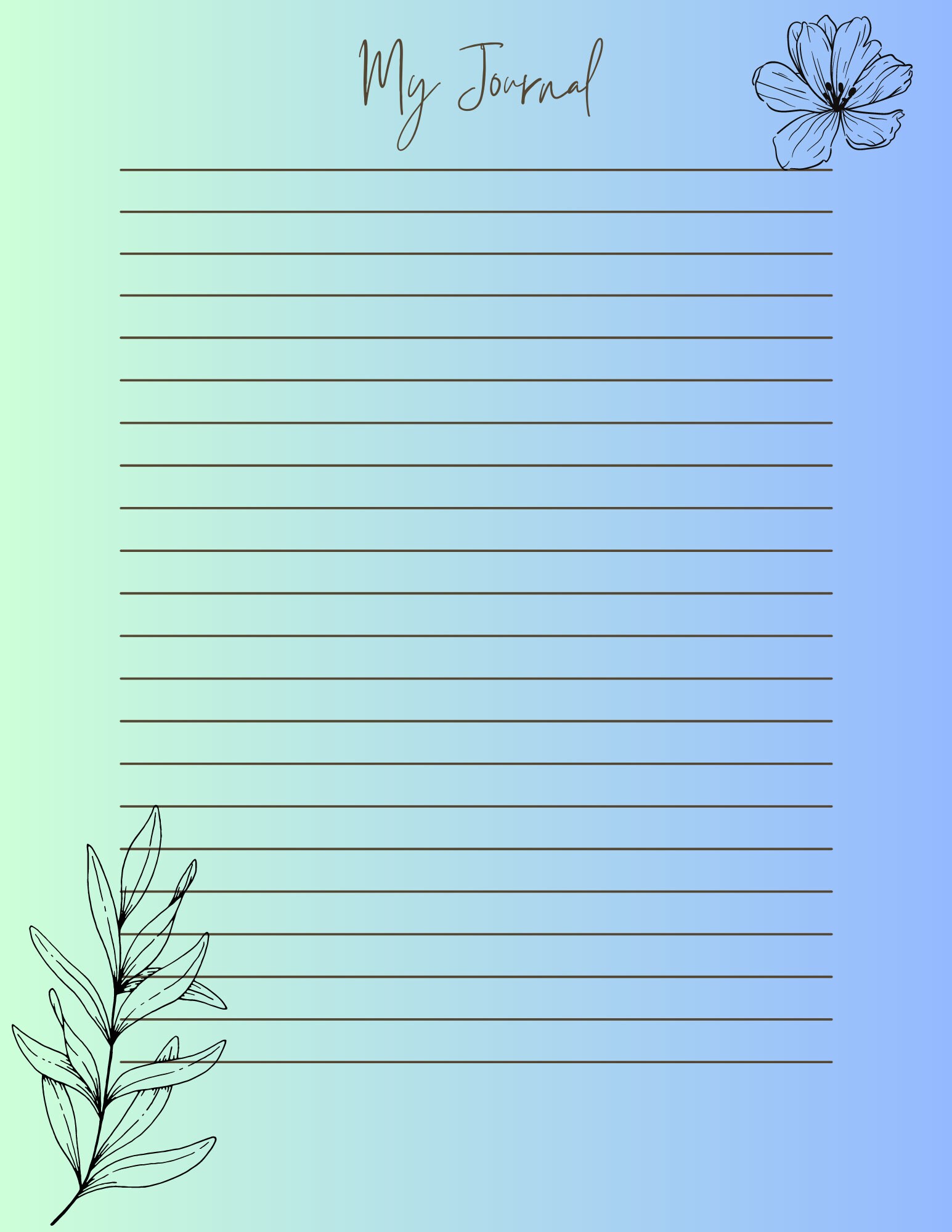 Journal, Digital Download Journal, Daily Journal, Diary, Lined Journal ...