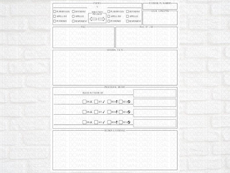 Case Brief Template | Fillable Case Brief Outline | Editable Law School ...
