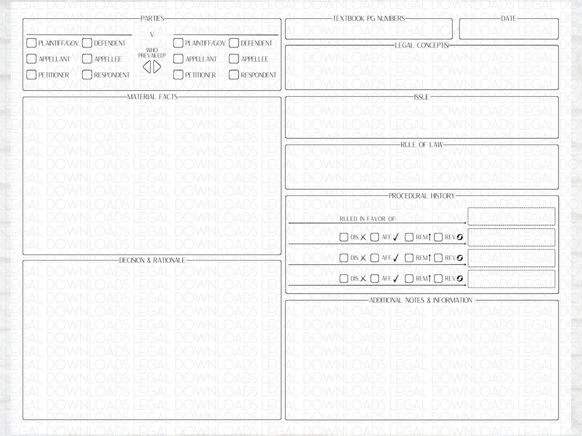 Case Brief Template | Fillable Case Brief Outline | Editable Law School ...