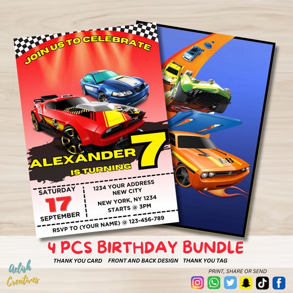 Hot Wheels Invite - Etsy