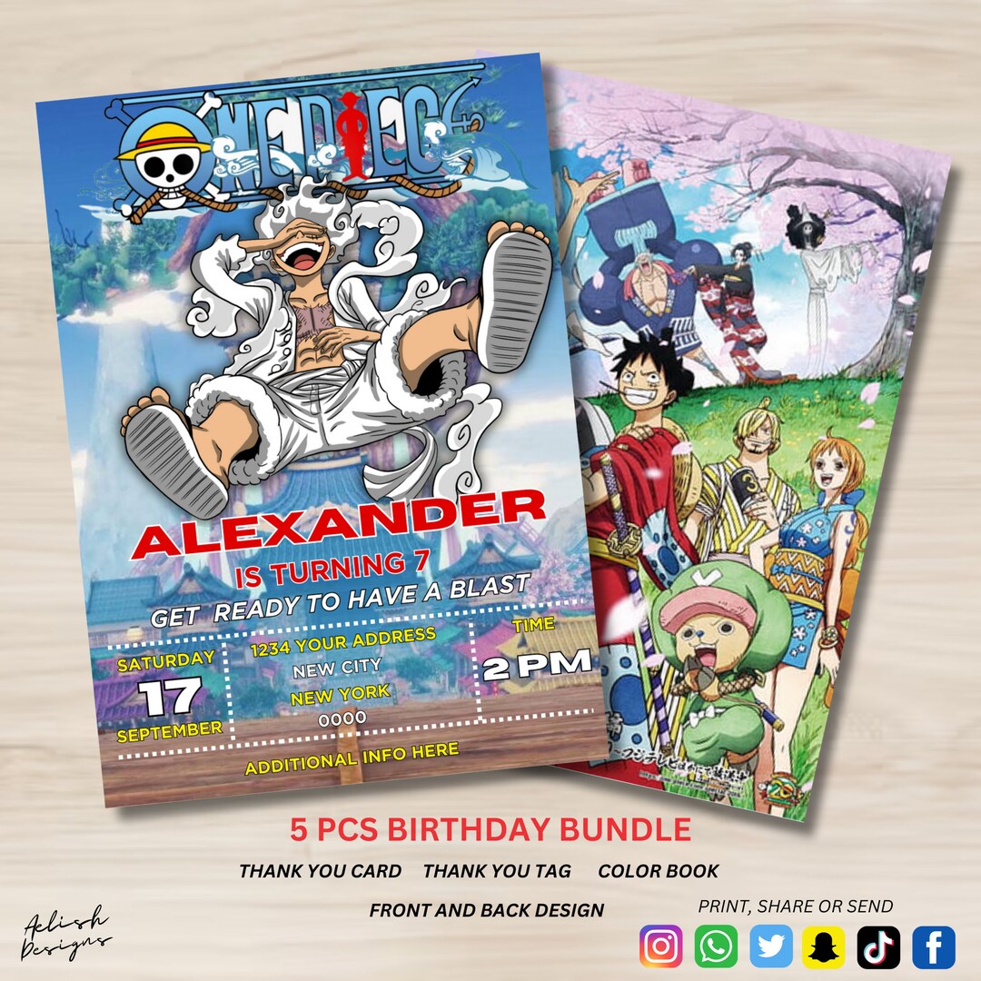 One Piece Luffy Editable Birthday Invitation One Piece Anime - Etsy