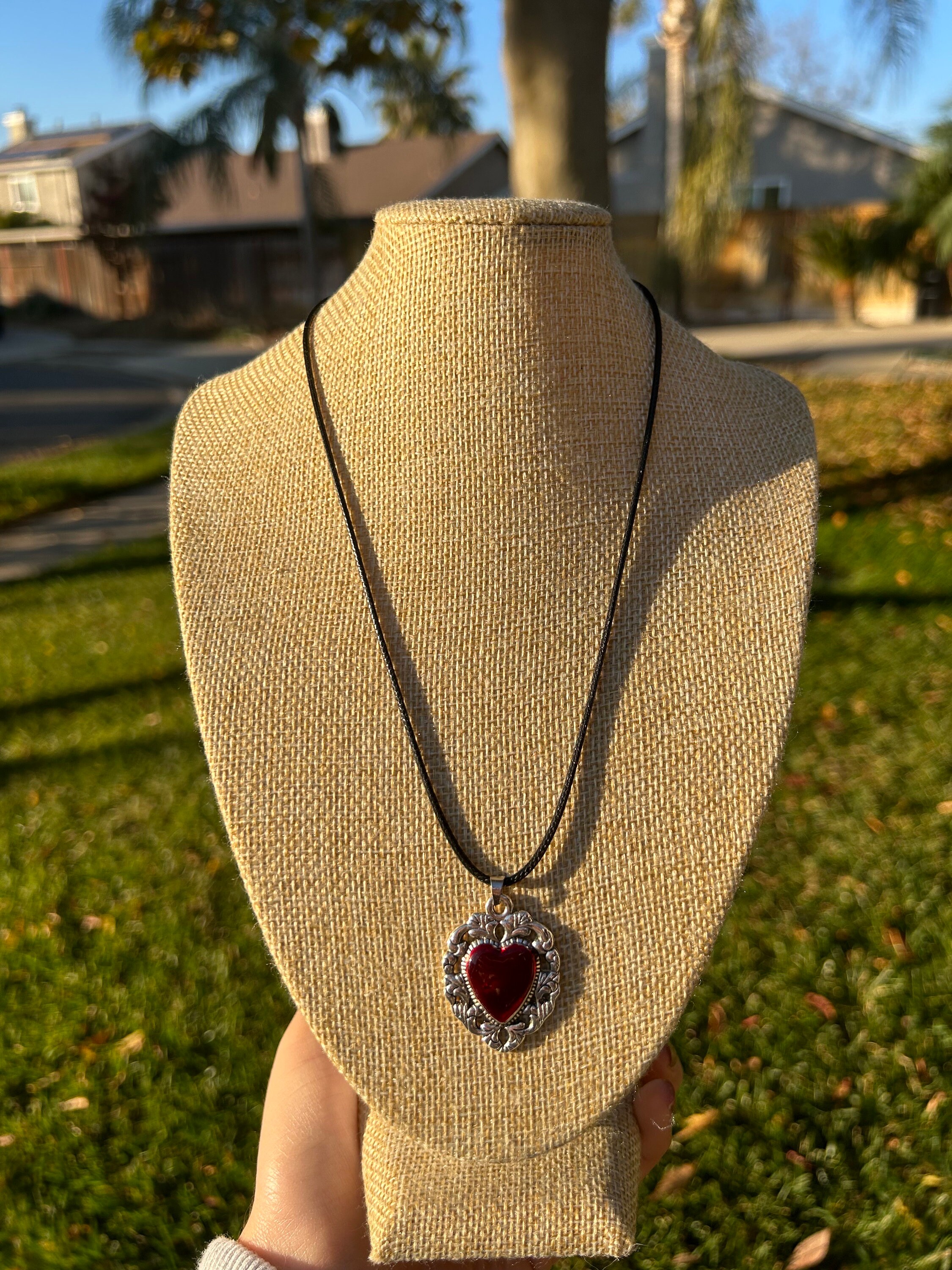 Red Heart Necklace - Etsy