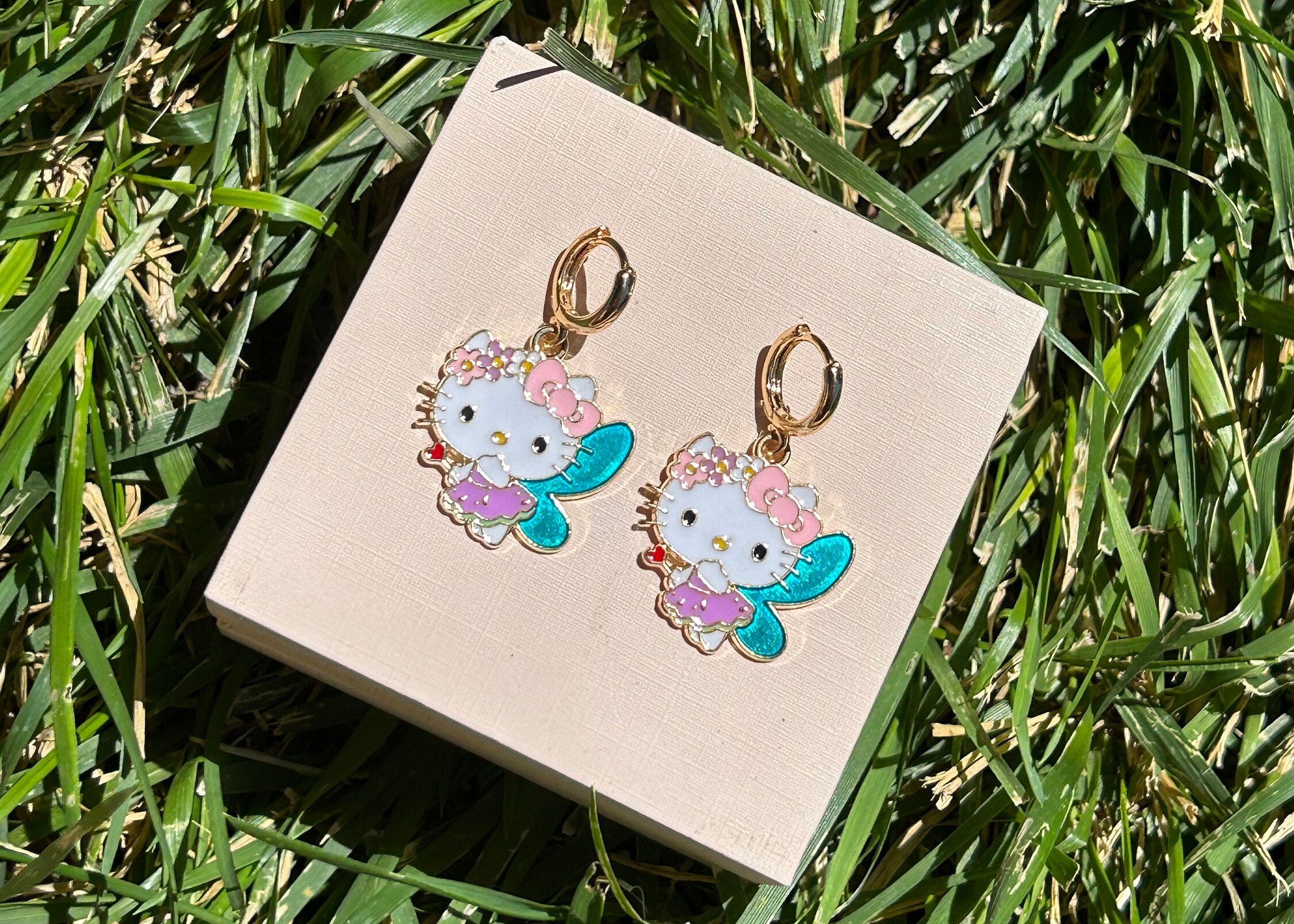 Gold Fairly Hello Kitty Hoop Earrings - Etsy