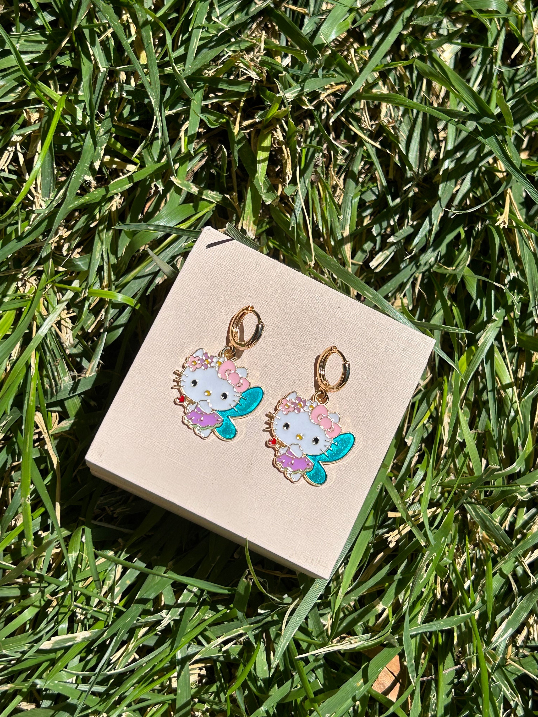 Gold Fairly Hello Kitty Hoop Earrings - Etsy