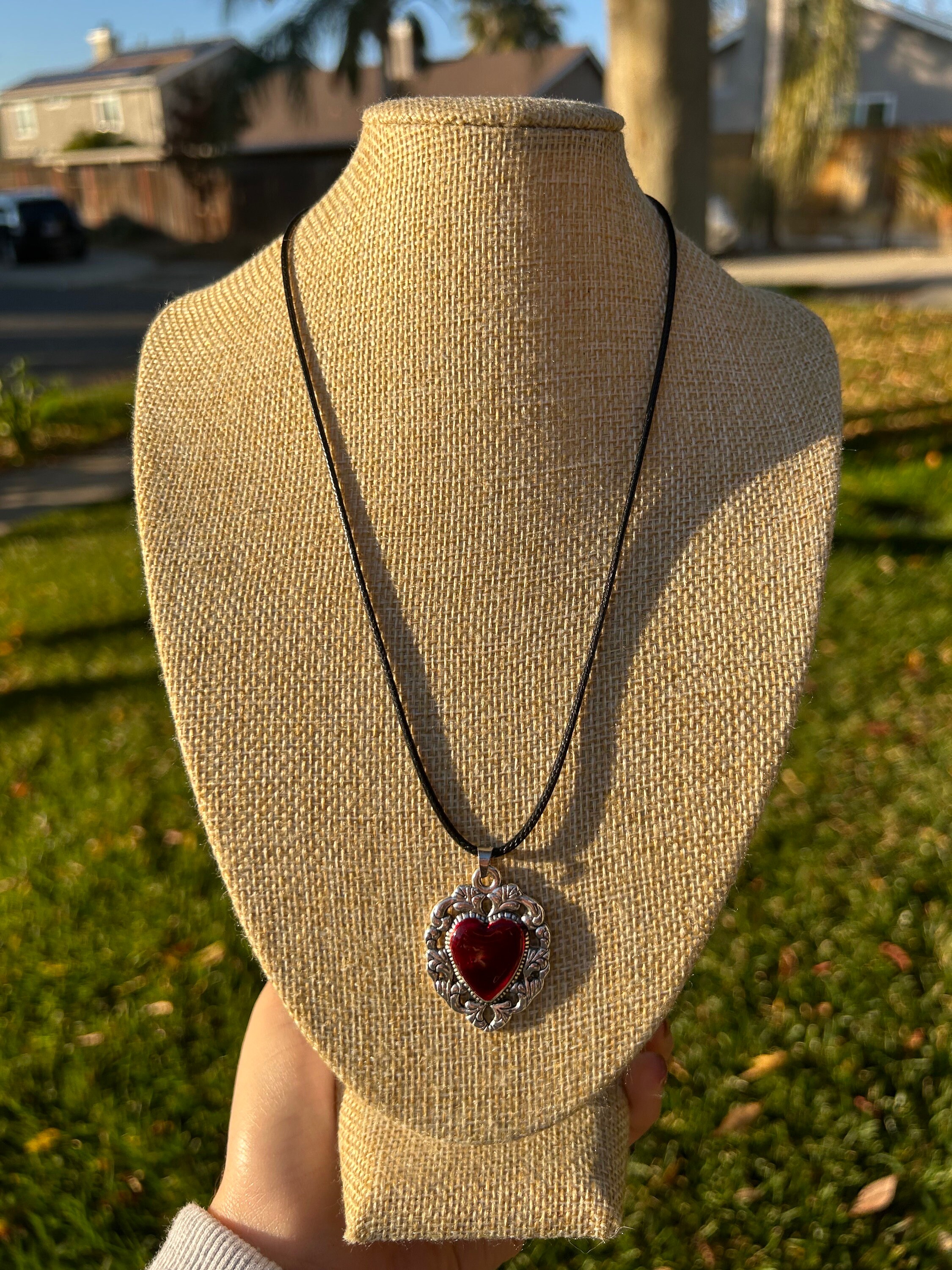 Red Heart Necklace - Etsy