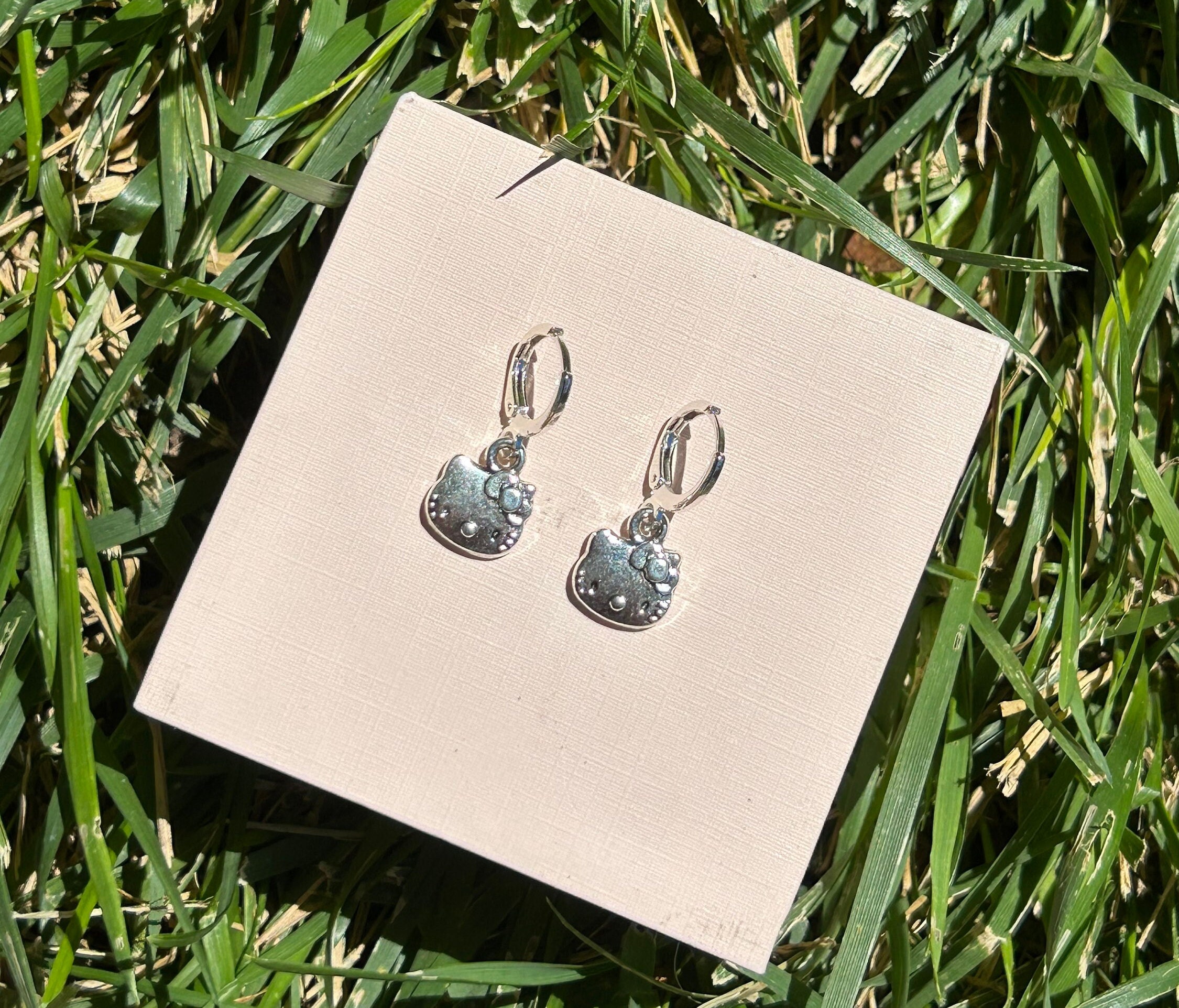 Silver Hello Kitty Hoop Earrings - Etsy