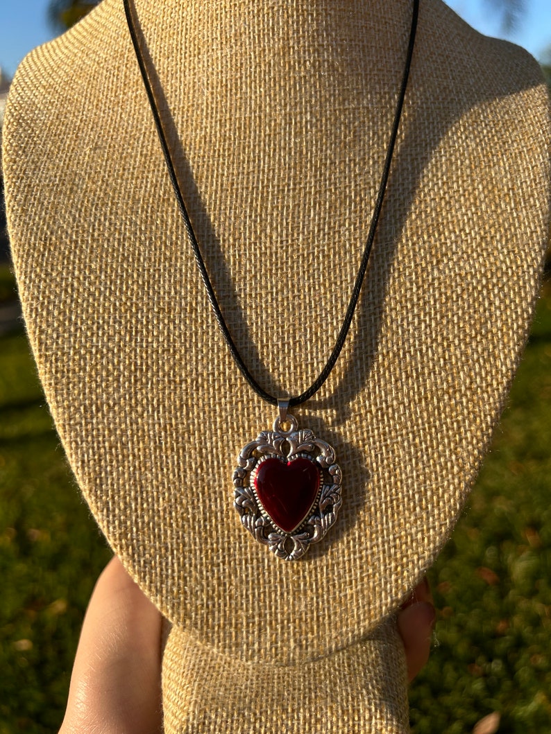 Red Heart Necklace - Etsy