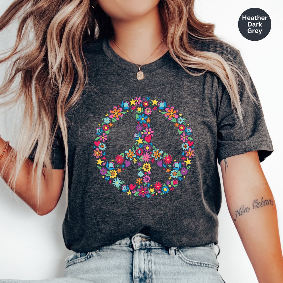 Love and Peace Shirt, Flower Hippie Shirt , Peace Sign Lover Floral Tee ...