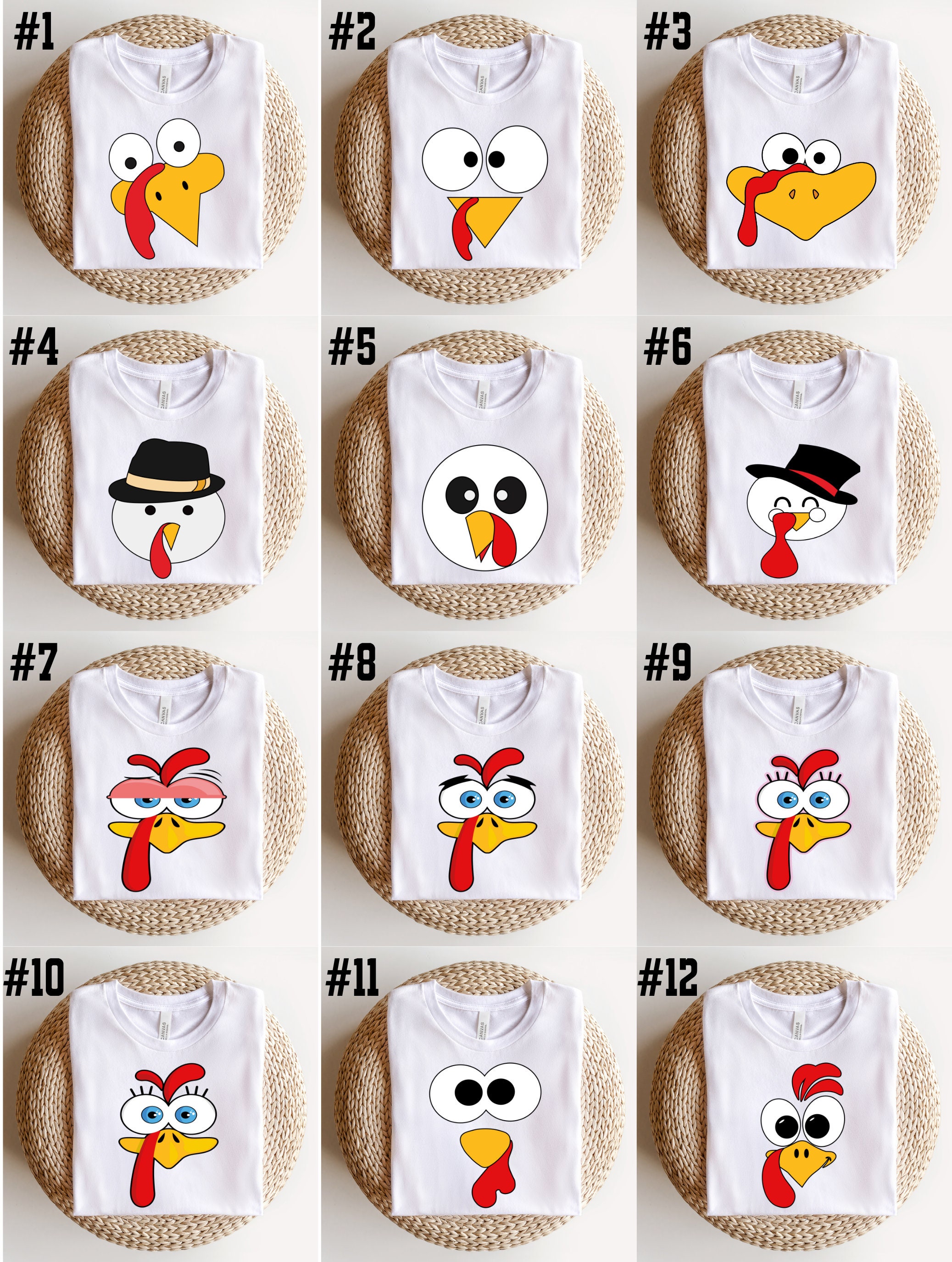 Funny Turkey Face Shirts, Thanksgiving Family Matching Shirts, Cute ...