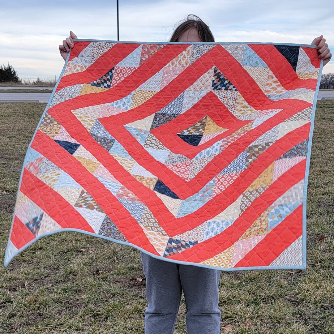 Half Square Triangle Baby Quilt - "persimmon" - Etsy