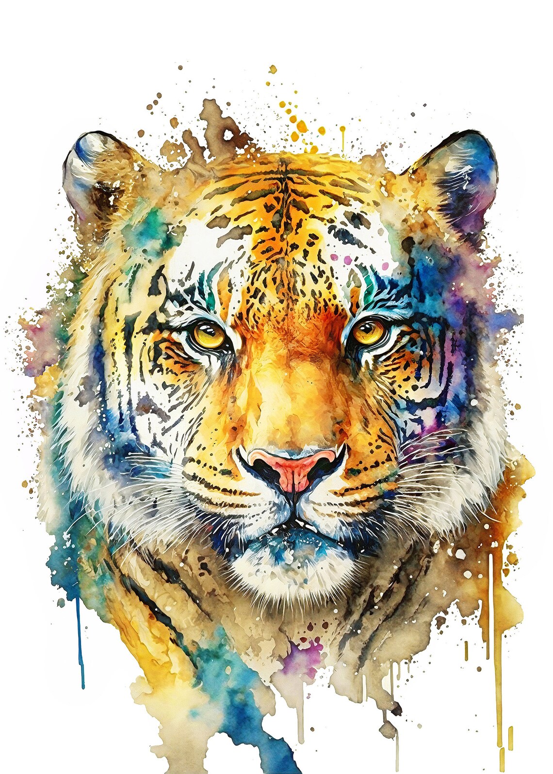 Watercolor Rainbow Tiger PRINTABLE ART Bee Print Download Tiger Poster ...