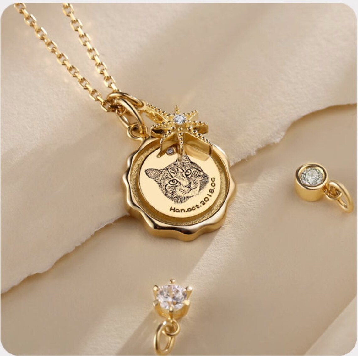 Pet Memorial Necklace, Cat Memorial Gift, Personalized Pet Jewelry ...