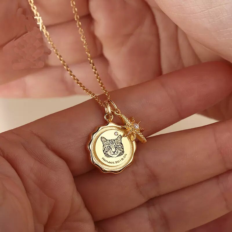 Pet Memorial Necklace, Cat Memorial Gift, Personalized Pet Jewelry ...