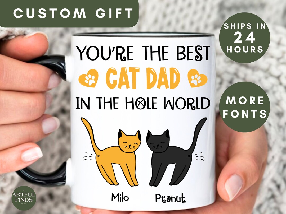 Personalized Cat Dad Mug Best Cat Dad in the World Funny - Etsy
