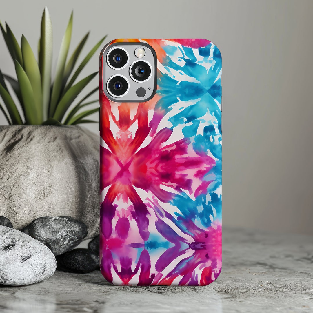 Multi Color Tie Dye Tough Phone Case, Tie Dye Phone Case, Aesthetic ...