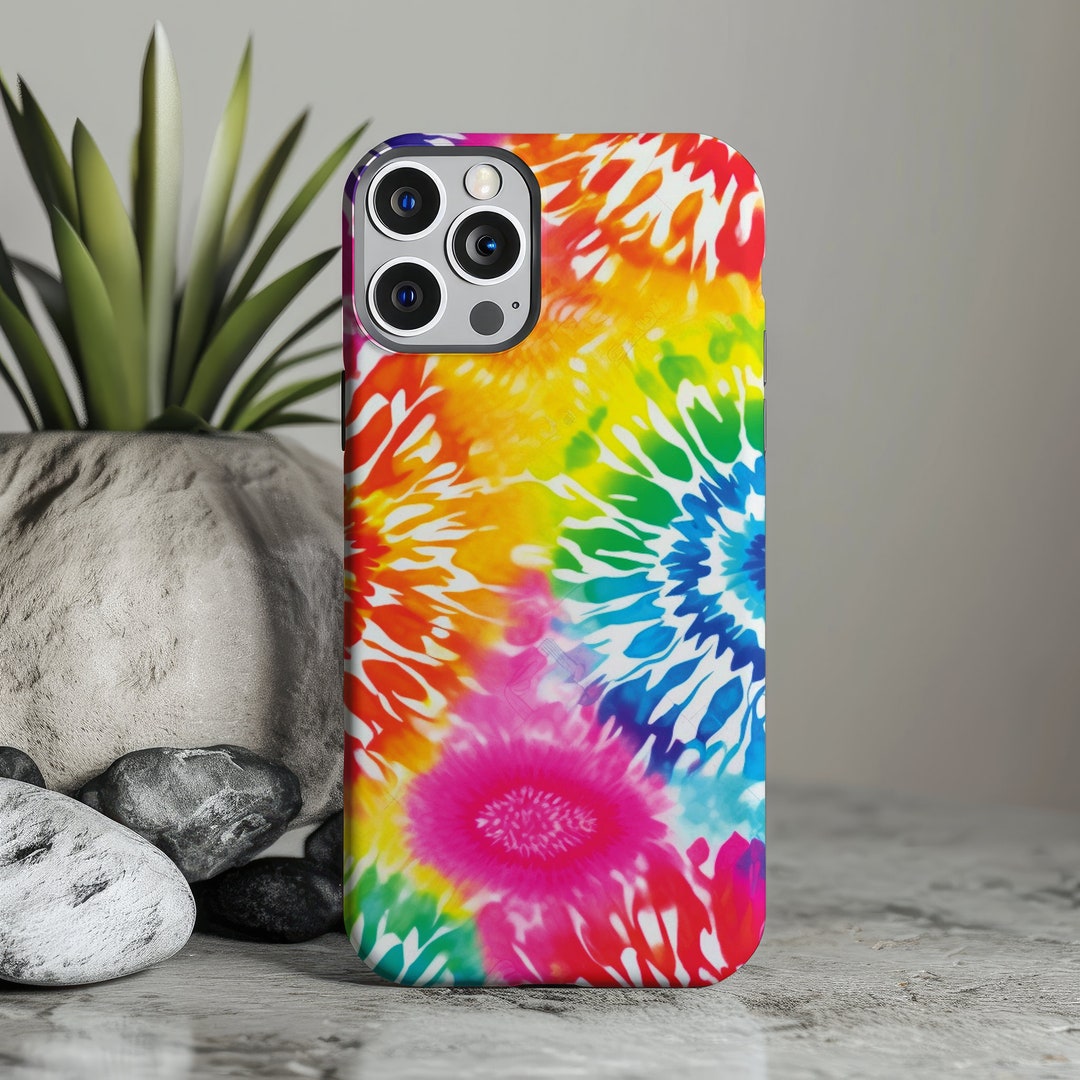 Multi Color Tie Dye Tough Phone Case, Tie Dye Phone Case, Aesthetic ...