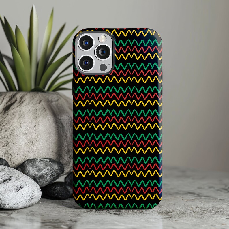 Juneteenth Squiggly Lines Tough Phone Case Juneteenth Gift African ...