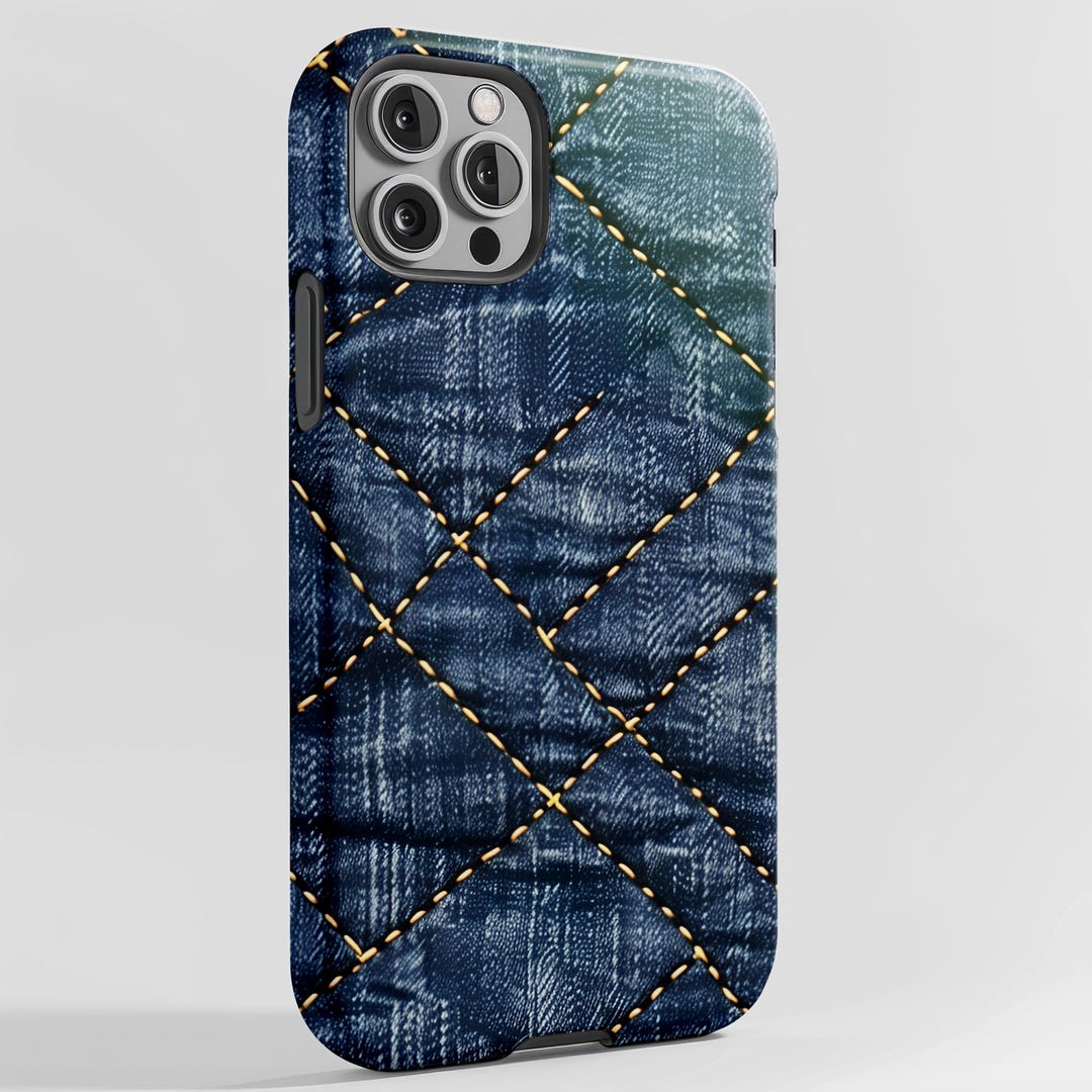 Gold Threads Denim Tough iPhone Case, Denim Aesthetic, Denim Phone ...