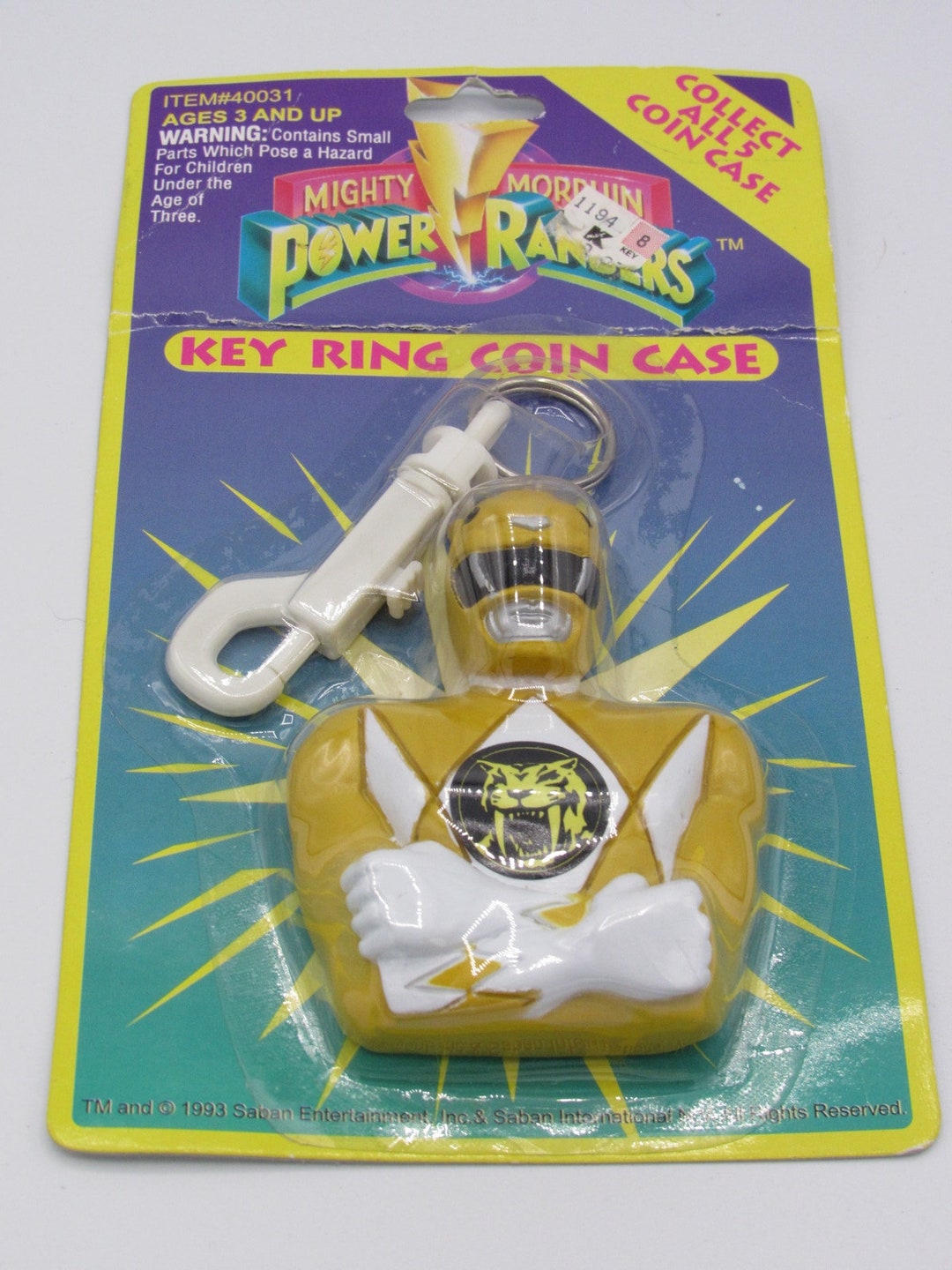 NEW Yellow Ranger Bust Power Rangers Keychain Coin Pouch 1993 Saban ...