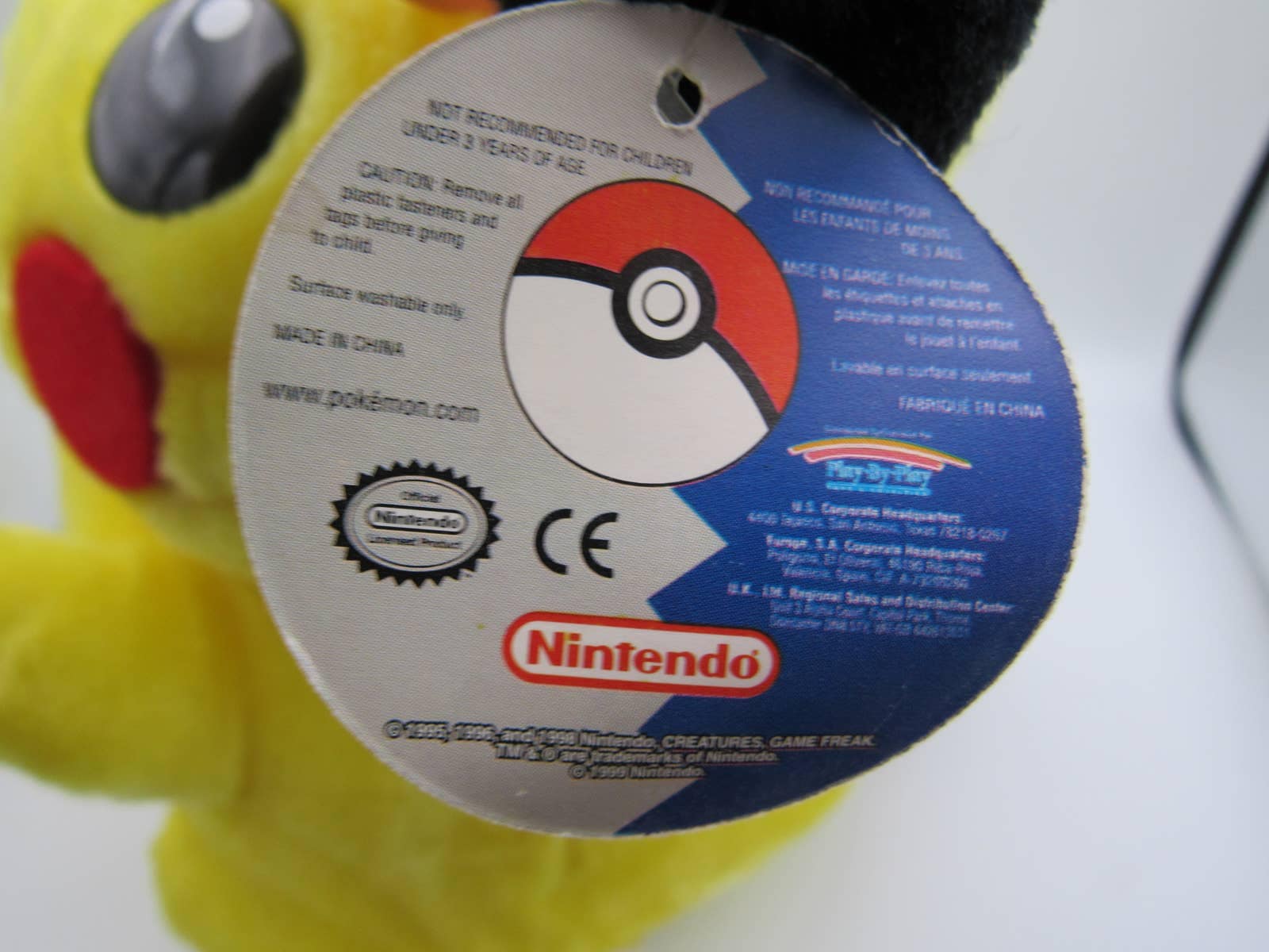 NEW W/ Tags Pikachu Plush Pokemon Vintage Play-by-play 1999 Nintendo ...