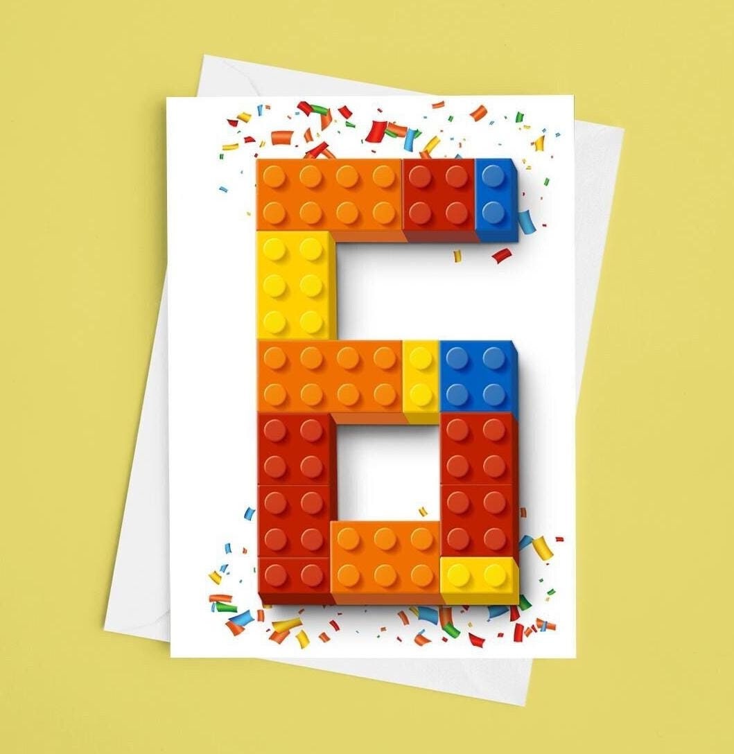Lego Style 6th Birthday Greeting Card, Age 6 Birthday Card Blocks - Etsy