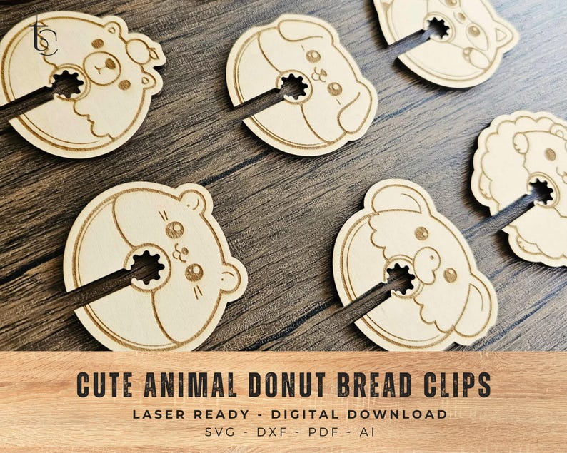 Animal Bread Clip SVG Bundle, Donut Bag Clips Laser Cut File (digital ...
