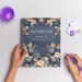 Midnight Blue and Gold Flowers Stationery Design, Floral Prints Paper ...