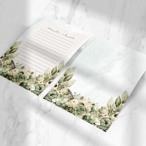 Sage and Ivory Florals - Stationery Design, Floral Prints Paper Bundle ...
