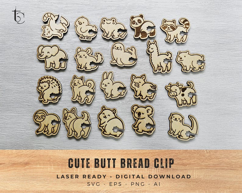 Cute Butt Animal Bread Clips SVG – Laser Cut File Bundle (digital ...