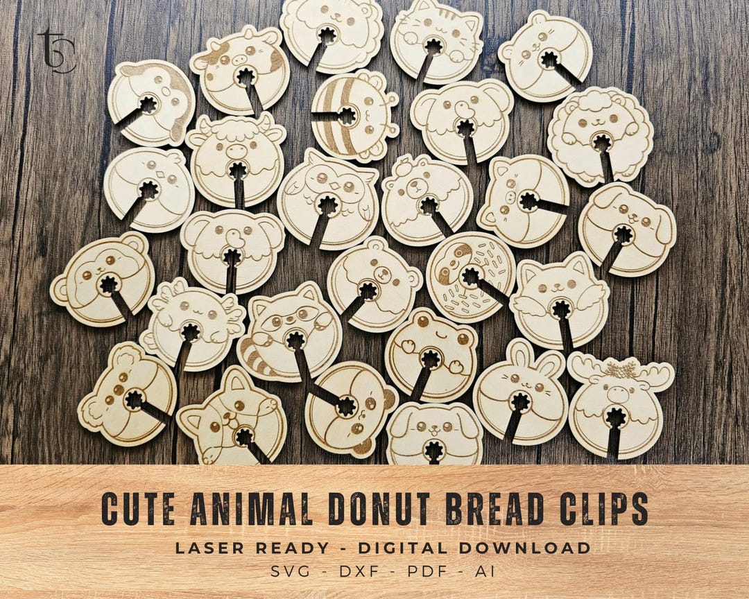 Animal Bread Clip SVG Bundle, Donut Bag Clips Laser Cut File (digital ...