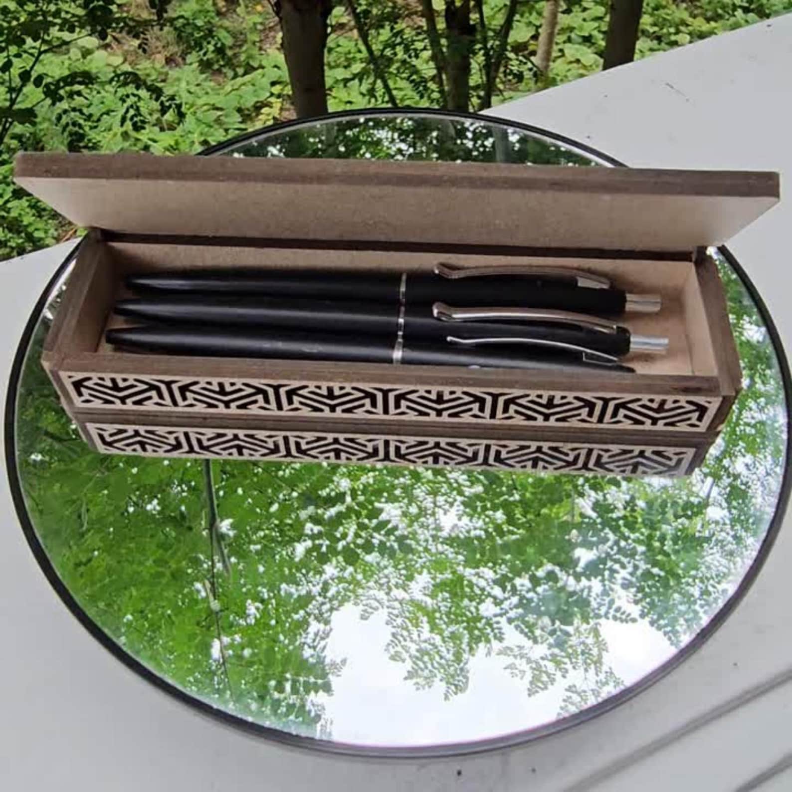 Laser Cut Pen Gift Box: Geometric Design SVG Template (digital Download ...