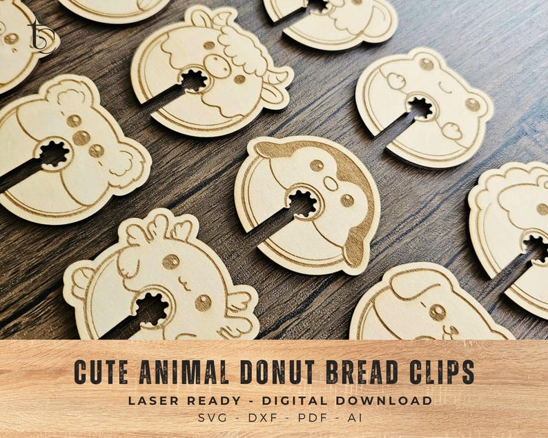 Animal Bread Clip SVG Bundle, Donut Bag Clips Laser Cut File (digital ...