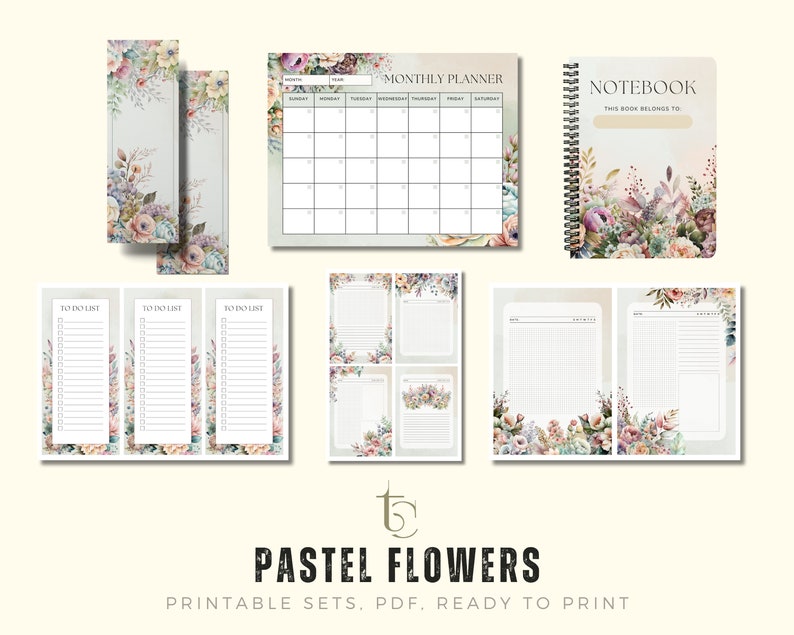 Pastel Floral Stationery Set: Printable Planner, Notepad (PDF) - Etsy