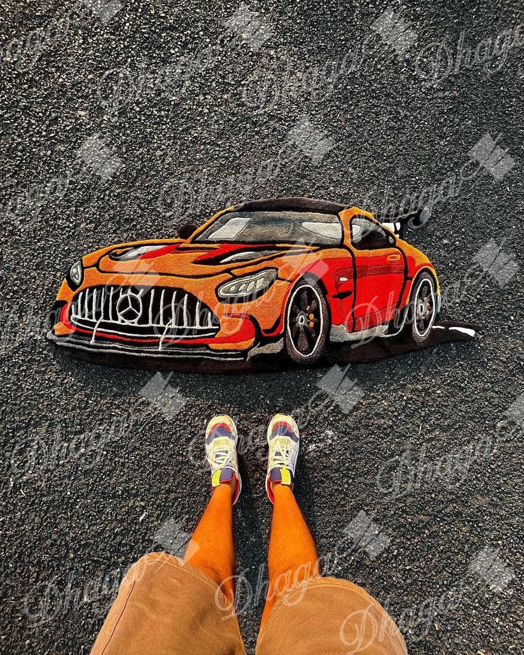AMG GT Car Shaped Rug, Designed Hand Tufted Rugs, Decorative Rugs for ...