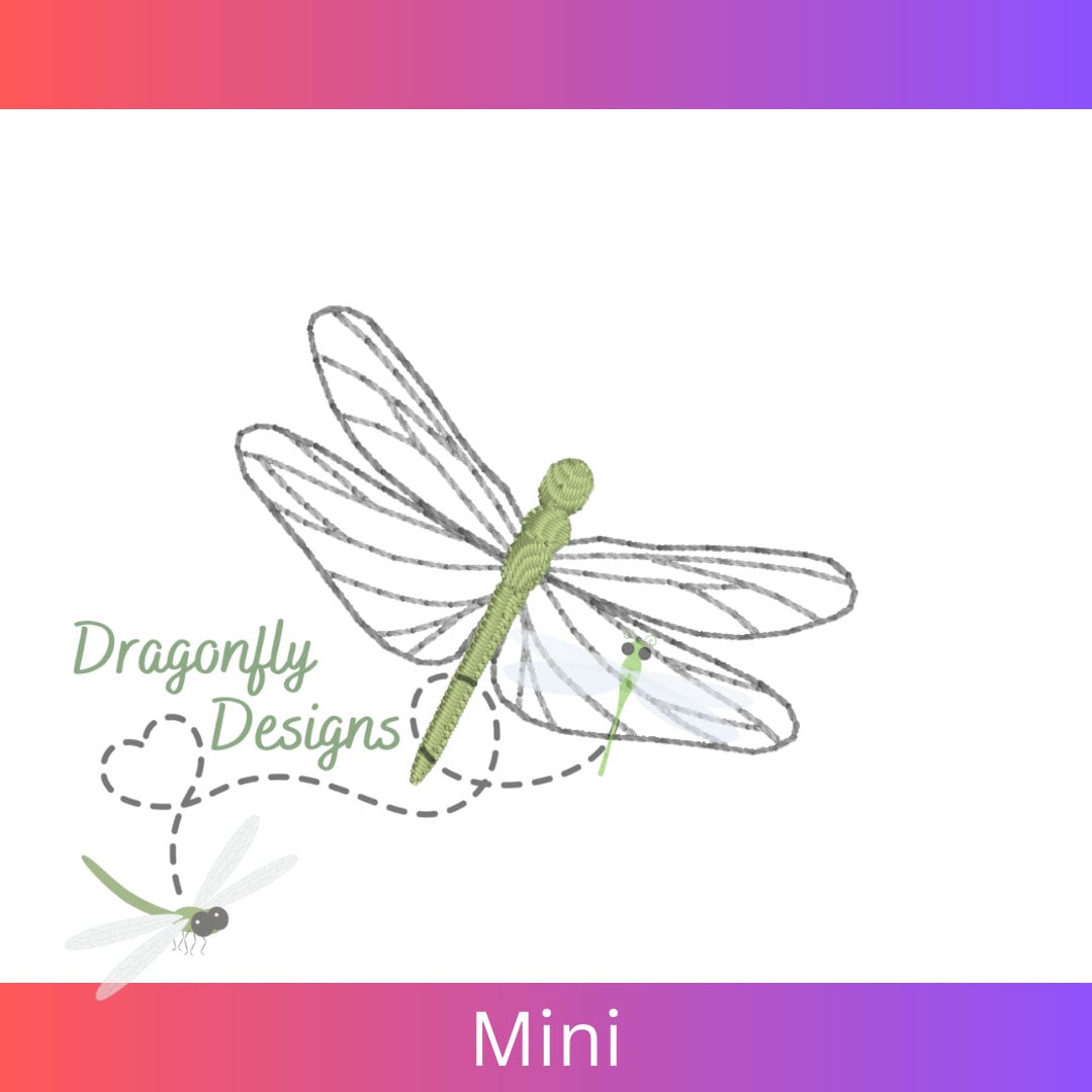Mini Dragonfly Machine Embroidery Design Insect Vintage Style Sketch ...